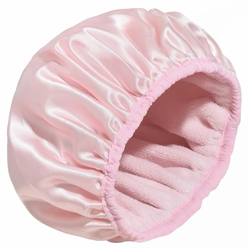 Abeillo Terry Lined Shower Caps for Women Reusable, Triple Layer Large ...