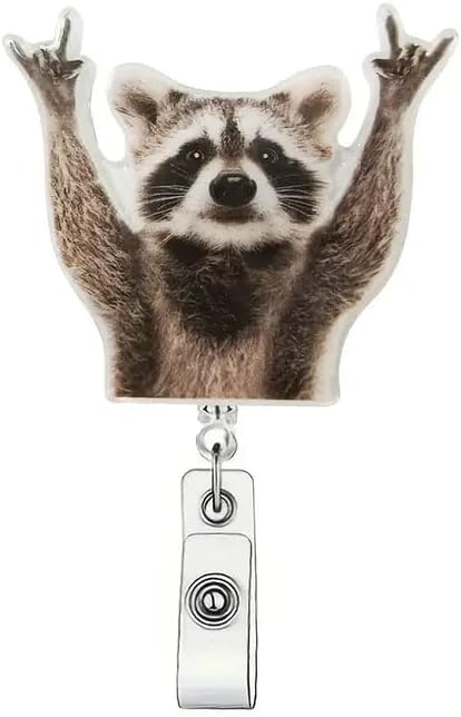 Amazon.com : Funny Raccoon Badge Reel Retractable Acrylic Alligator ...