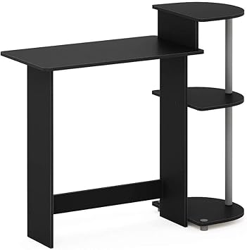 Amazon.com: FURINNO Compact Computer Desk with Shelves, Round Side ...