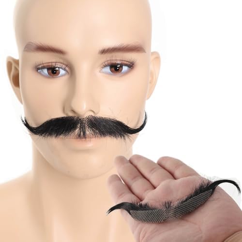 Amazon.com: WZAHNNGX Up Fake Beard Realistic Mustache Full Hand Tied ...