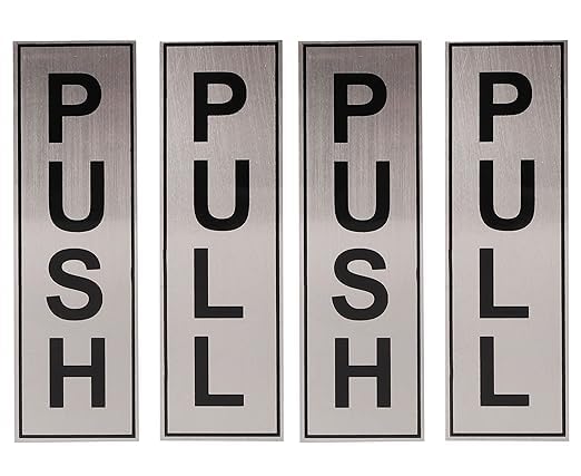 Umi Self Adhesive Stainless Steel Push and Pull Metal Signage Board ...