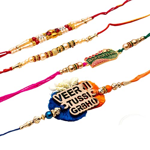 Buy CraftVatika Set of 4 Rakhi For Brothers - VEER JI TUSSI GR8HO Rakhi ...