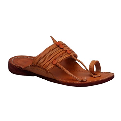Indian Traditional Handmade Leather Kolapuri Chappal Brown : Amazon.in ...
