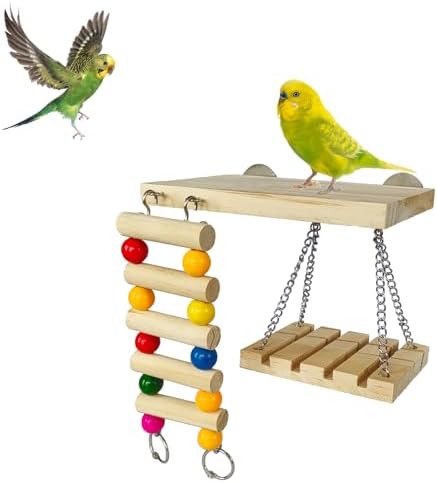 Amazon.com : Sirvarni Bird Perches Toys Set Cage Accessories Parrot ...