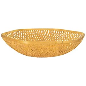 Buy Assam Cane Handicraft 6 Corner Plain Basket -(14x14 Inches,Brown ...