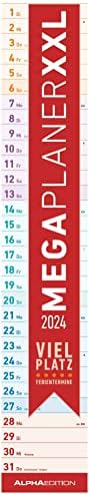 Megaplaner XXL 2024 - Streifen-Kalender 17,5x98 cm - mit Ferienterminen ...