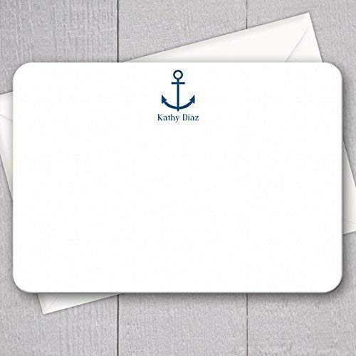 Amazon.com: Anchor and Name Note Cards - 12pk, Custom Flat Note Cards ...