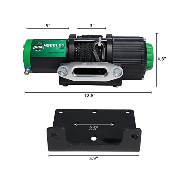 OFF ROAD BOAR 4500 lb Winch, Electric Winch 12V with Synthetic Rope ...