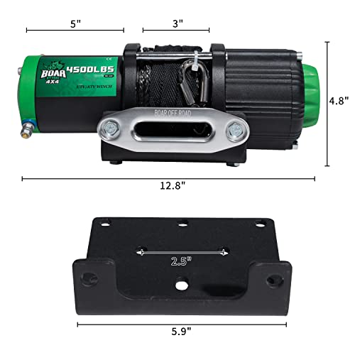 OFF ROAD BOAR 4500 lb Winch, Electric Winch 12V with Synthetic Rope ...