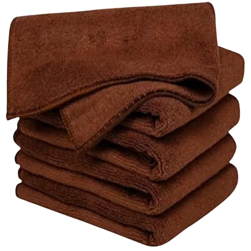 Brown Plain Color Microfiber Cleaning Cloths Super Absorbent ...