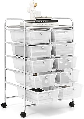 Amazon.com: GOFLAME 10-Drawer Rolling Storage Cart, Art Craft Storage ...