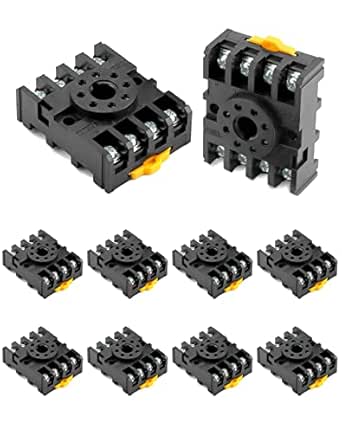 QWORK 8 Pins Relay Socket, 10 Pack 600 V 10 Amp Octal Socket with ...