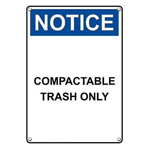 Amazon.com: Weatherproof Plastic Vertical OSHA Notice Compactable Trash ...