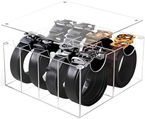 Amazon.com: Belt Organizer With Dust cover, Acrylic 8 Compartments Belt ...