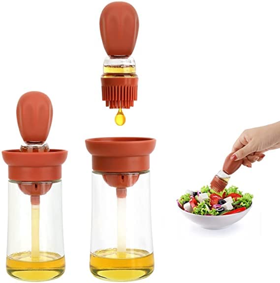 Portible 180ml Glass Oil Bottle with Silicone Brush Cleaning Dropper ...