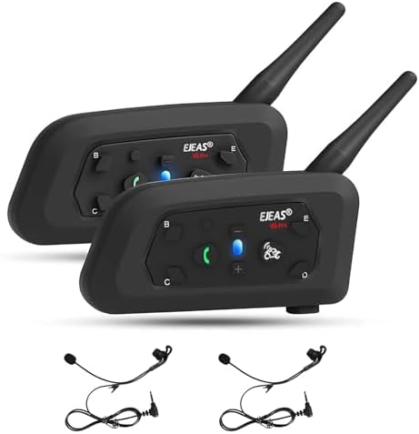 EJEAS V6C Referee Bluetooth Intercom, 850 mAh Full Duplex 1200 m ...