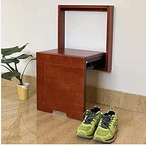 Solid Wood Wall-Mounted Folding Chairs Shoe Bench - Space Saving, Multi ...