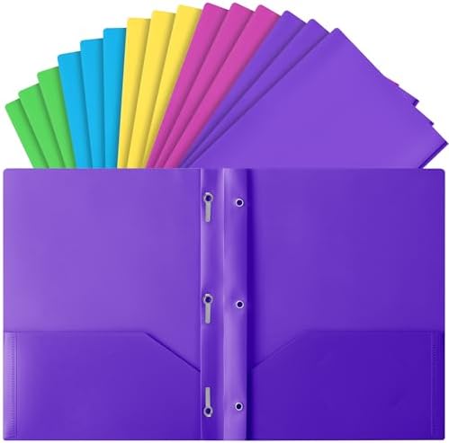 Mr. Pen- Plastic Folders with Pockets and Prongs, 15 Pack, Vibrant ...