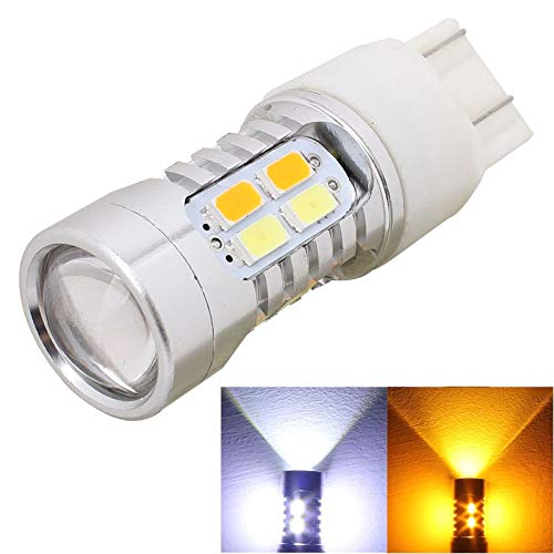 QGT Car External Light 2PCS T20 10W 700LM Yellow + White Light Dual ...