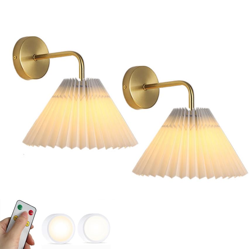 Dimmable LED Wall Lamps Set Of 2 Rechargeable Wall Sconces With Remote ...