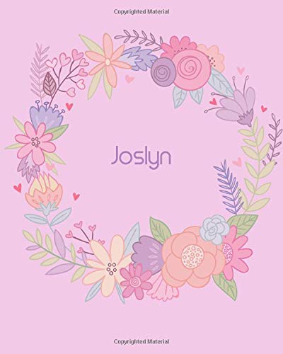 Joslyn: 110 Lined Pages 8x10 Cute Pink Blossom Design with Lettering ...