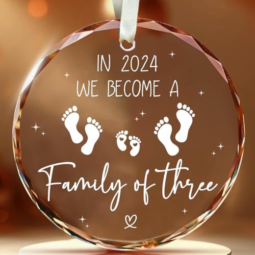 Amazon.com: First Christmas As A Family of 3 Ornament, 2 Layers Wooden ...