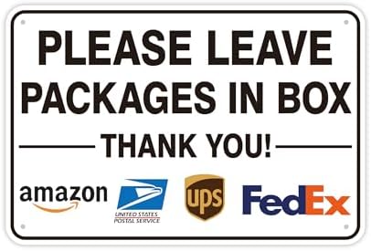 Amazon.com: Please Leave Packages and Deliveries In Box Sign, Self ...