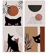 Amazon.com: HRQKO Boho Black Flowers Plant Wall Art Poster Set of 4 ...