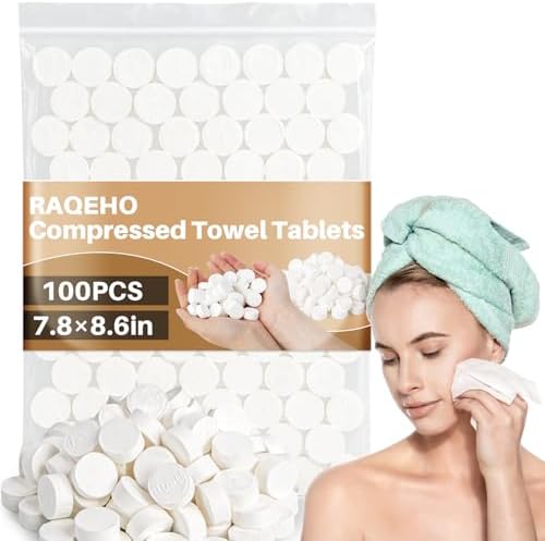 Amazon.com: RAQEHO 100 Compressed Towel Tablets - Disposable Face ...