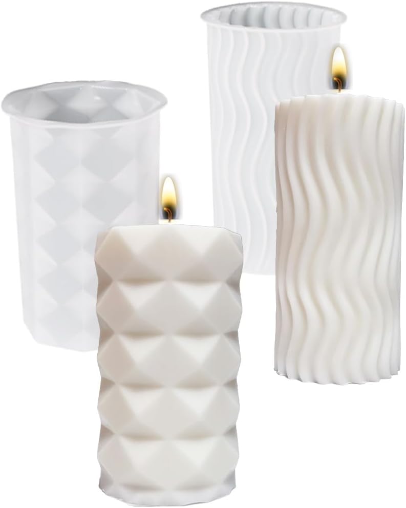 4 Pcs Candle Moulds for Candle Making Pillar Candle Mould Silicone ...