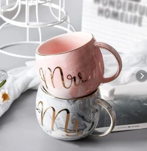 Buy Mr & Mrs Letter Men Women Marble Mug European Gold Stamping (Pack ...
