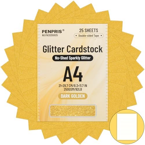 A4 Gold Glitter Paper - Non-Shed Sparkle Craft Sheets 250gsm - Bling ...