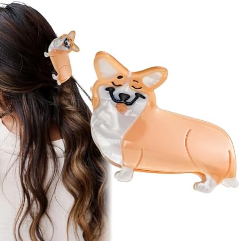 Amazon.com : Arvintas Cute Corgi Dog Claw Clips, Cellulose Acetate Hair ...