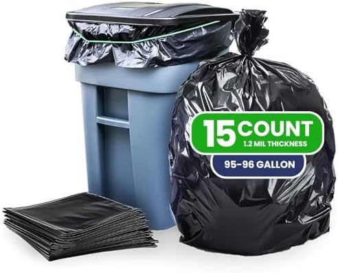 Amazon.com: ToughBag 95-96 Gallon Extra Large Trash Bags, 61x68” Black ...