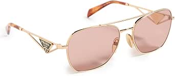 Prada Women's Triangle Logo Aviators, Gold Dark Violet, One Size at ...