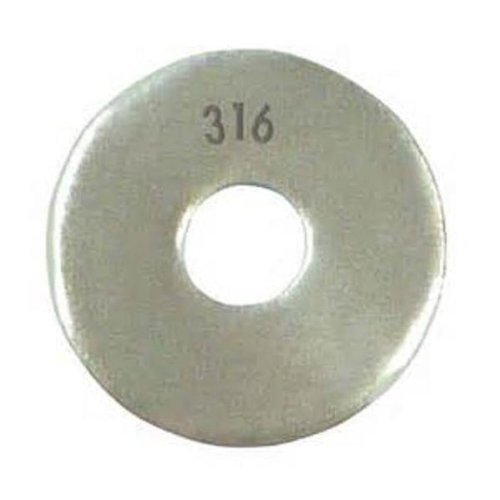 316 Stainless Steel Flat Washer, Plain Finish, #6 Hole Size, 9/64 ID, 0 ...