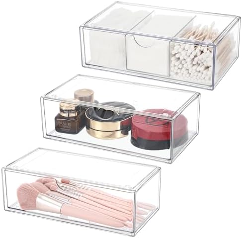 Pavlleen Pack of 3 Cosmetic Organiser Drawers, Bathroom Organiser Mini ...