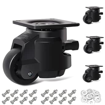 RRIUTO Heavy Duty Castors with Adjustable Ratchet Handle, 4 Swivel ...