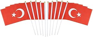 Amazon.com : 10 Pack Turkey Turk Flags on Stick 5x8 Inch,Patriotic ...