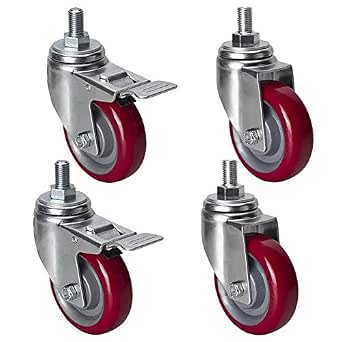 Amazon.co.jp: Plate Caster 5" Furniture Caster Thread M16 Heavy Duty ...