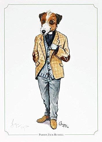 Parson Jack Russell cartoon dog print by Bryn Parry. Signed, limited ...