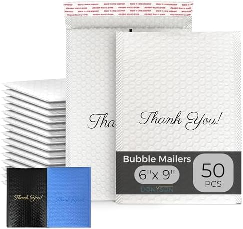 Amazon.com : Bubble Mailers 6x9, 50 Pack White Padded Envelopes, Self ...