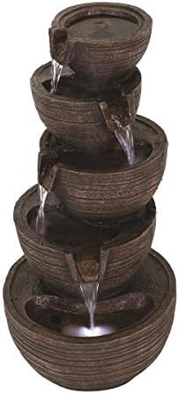 Aqua Creations Solar Powered Brown Bowls Outdoor Water Feature with ...