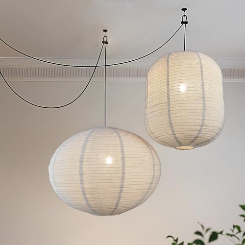 Hytsoeee(19.69Inch) Large Round Linen Fabric Lantern, Beige Foldable ...