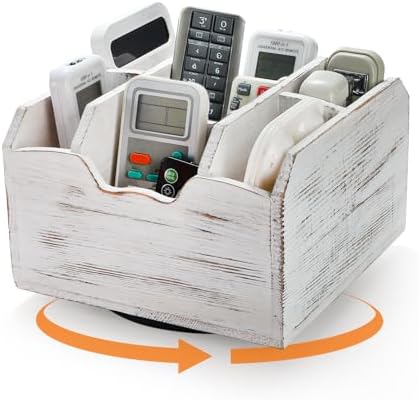 Amazon.com: yarlung Bamboo Rotating Remote Control Holder for Table, 7 ...