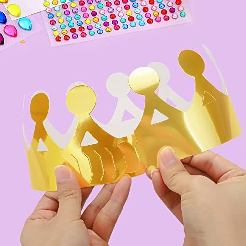 24 Pcs Paper Crowns Party Crown Golden Card Crowns With 1560 Stickers ...