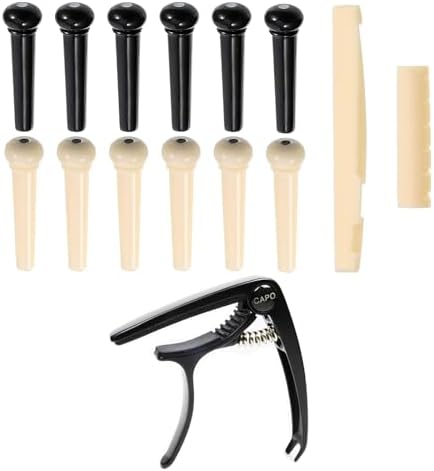Buaak Acoustic Guitar Bridge Pins Set, 14 Guitar Pegs with 2 Guitar Nut ...