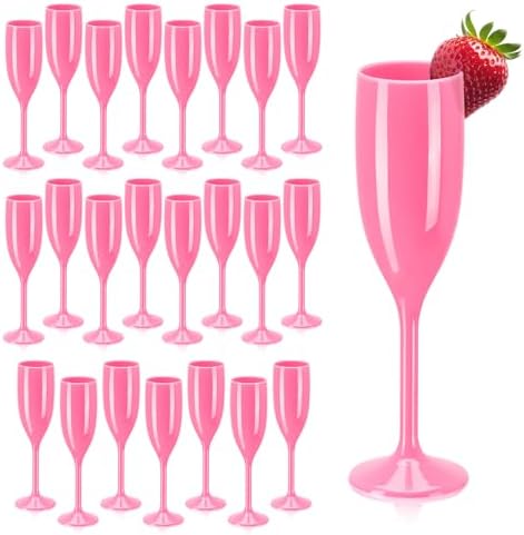 Amazon.com | Bokon 24 Pack 11 oz Pink Plastic Wine Glasses with Stem ...