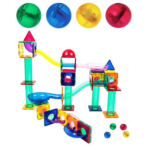 Snapklik.com : 70 PCs Marble Run Maze Race Track Magnetic Tiles Magnet ...