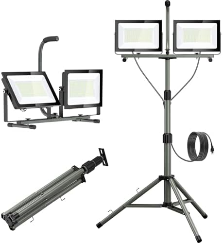 45000 Lumen Work Lights with Stand, 2 Adjustable Head LED Work Light ...